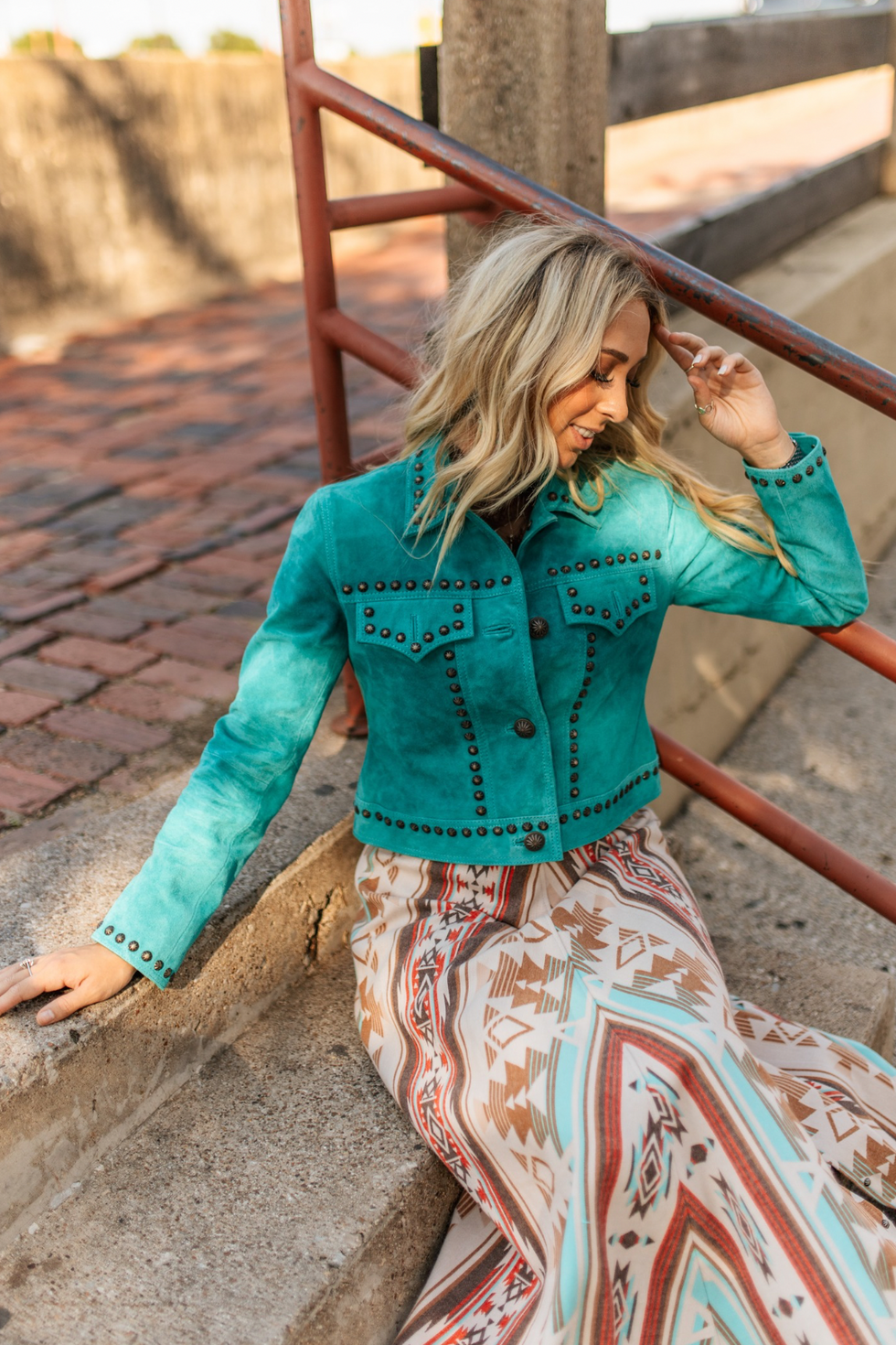 Turquoise Suede Studded Jacket – Cowgirl Society & Co